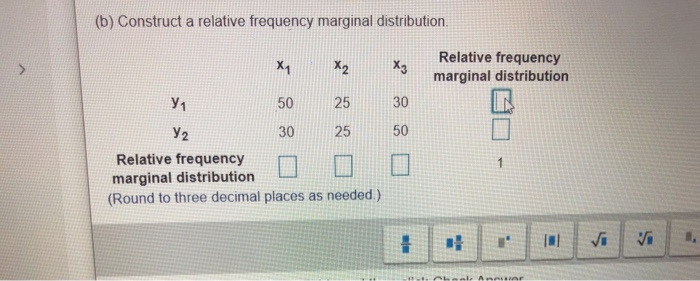 Solved (b) Construct a relative frequency marginal | Chegg.com Solved (b) Construct a relative frequency marginal | Chegg.com