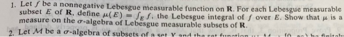 Solved 1. Let / be a nonnegative Lebesgue measurable | Chegg.com