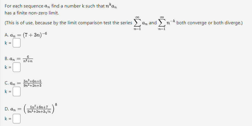 Solved For each sequence an ﻿find a number k ﻿such that | Chegg.com