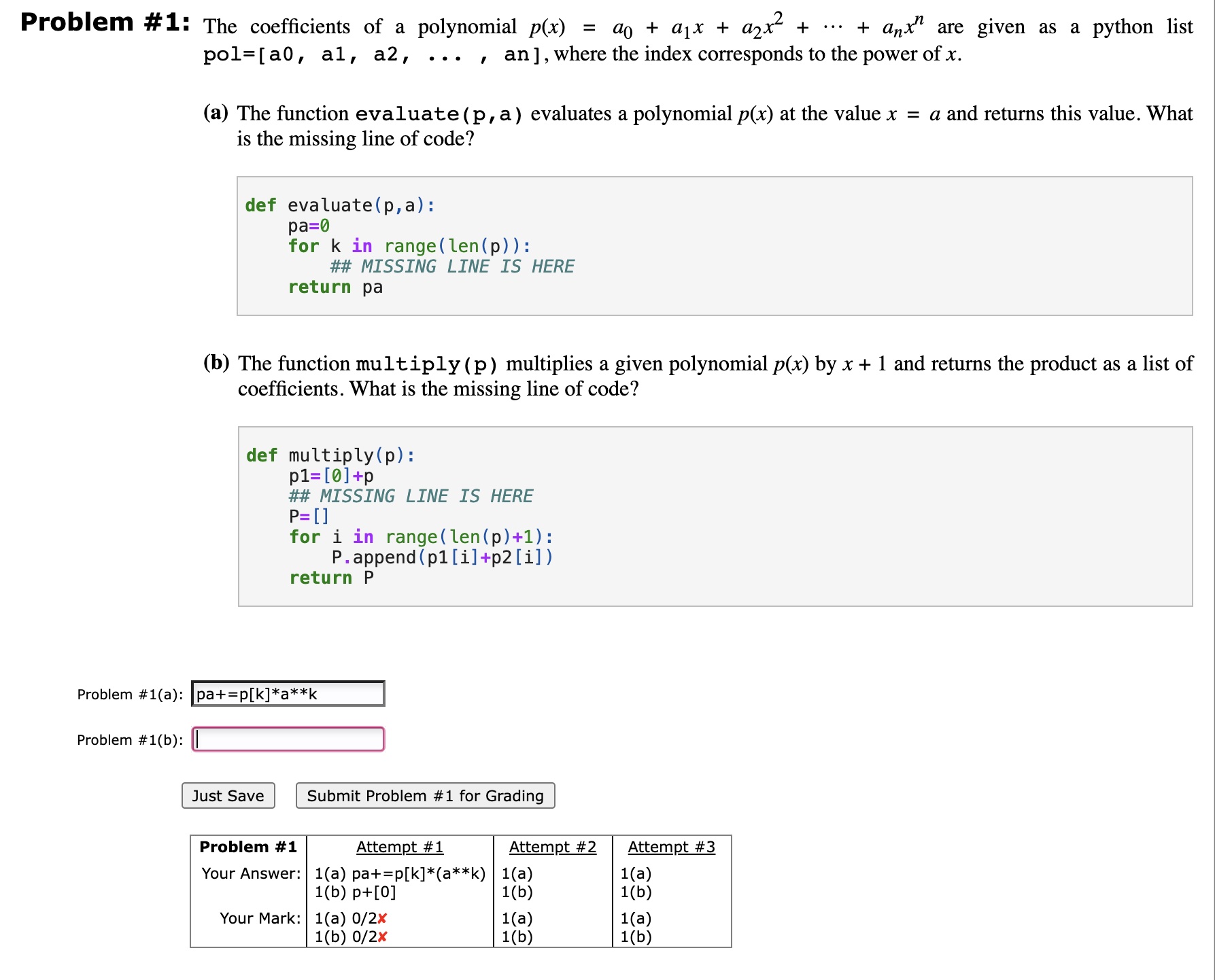 Solved Problem # 1: The coefficients of a polynomial | Chegg.com