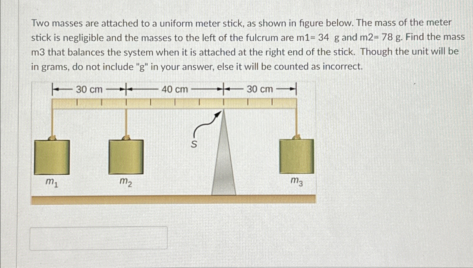 Solved Two masses are attached to a uniform meter stick, as | Chegg.com