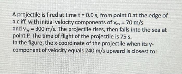 Solved a projectile is fired at time t = 0.0s from point 0 | Chegg.com