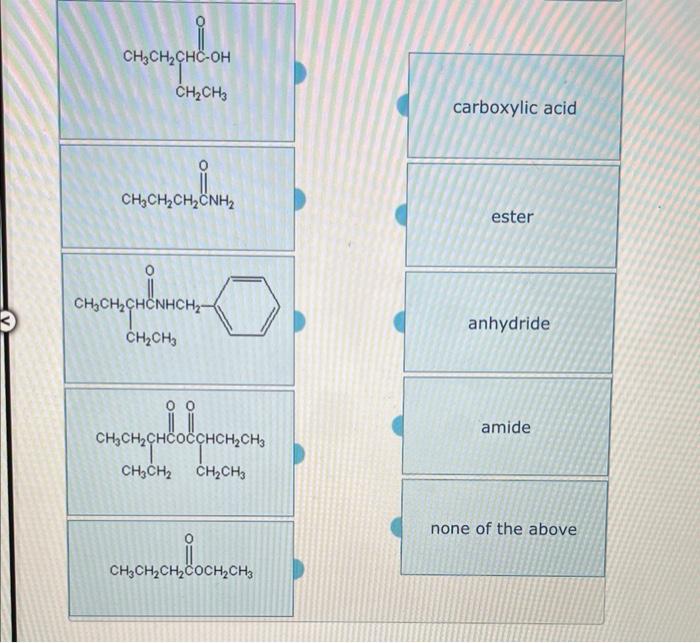 Solved Clear All carboxylic acid ester ( anhydride amide | Chegg.com