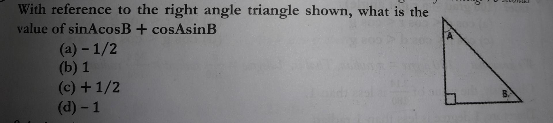 Solved With reference to the right angle triangle shown, | Chegg.com