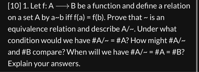 Solved Let f: A B be a function and define a relation on a | Chegg.com