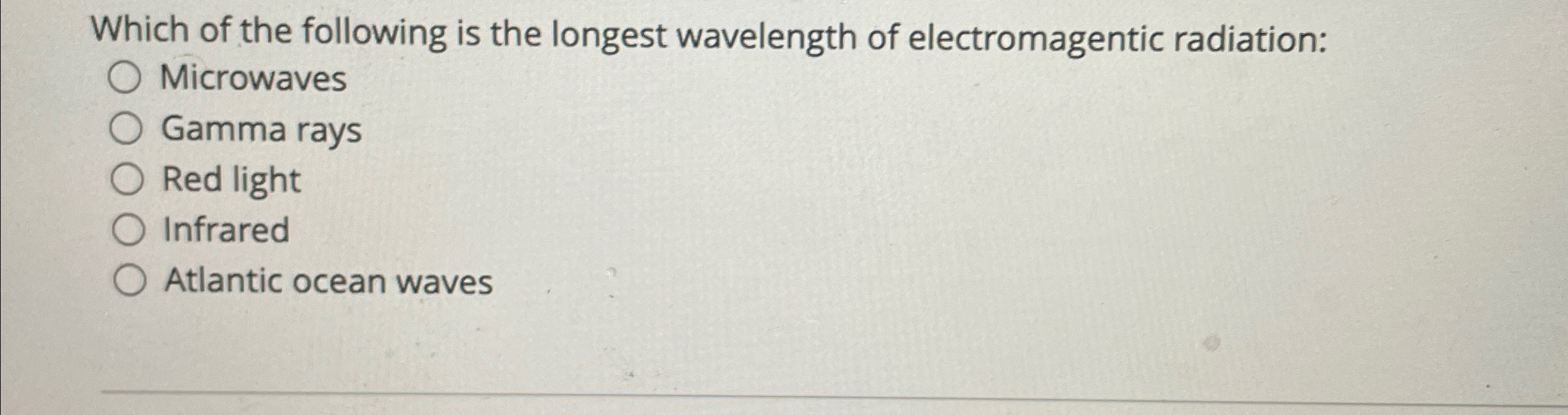 Solved Which of the following is the longest wavelength of | Chegg.com