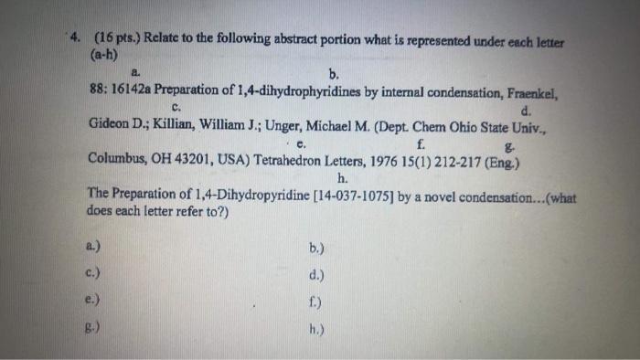 Solved 4. (16 pts.) Relate to the following abstract portion | Chegg.com