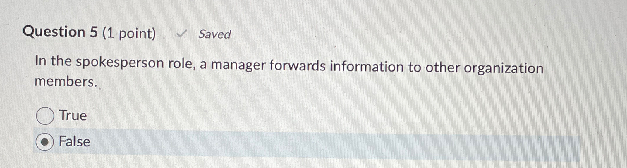 Solved Question 5 (1 ﻿point) ﻿SavedIn the spokesperson | Chegg.com