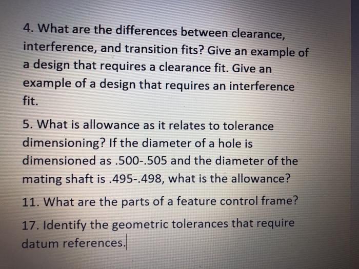 Solved 4. What are the differences between clearance, | Chegg.com