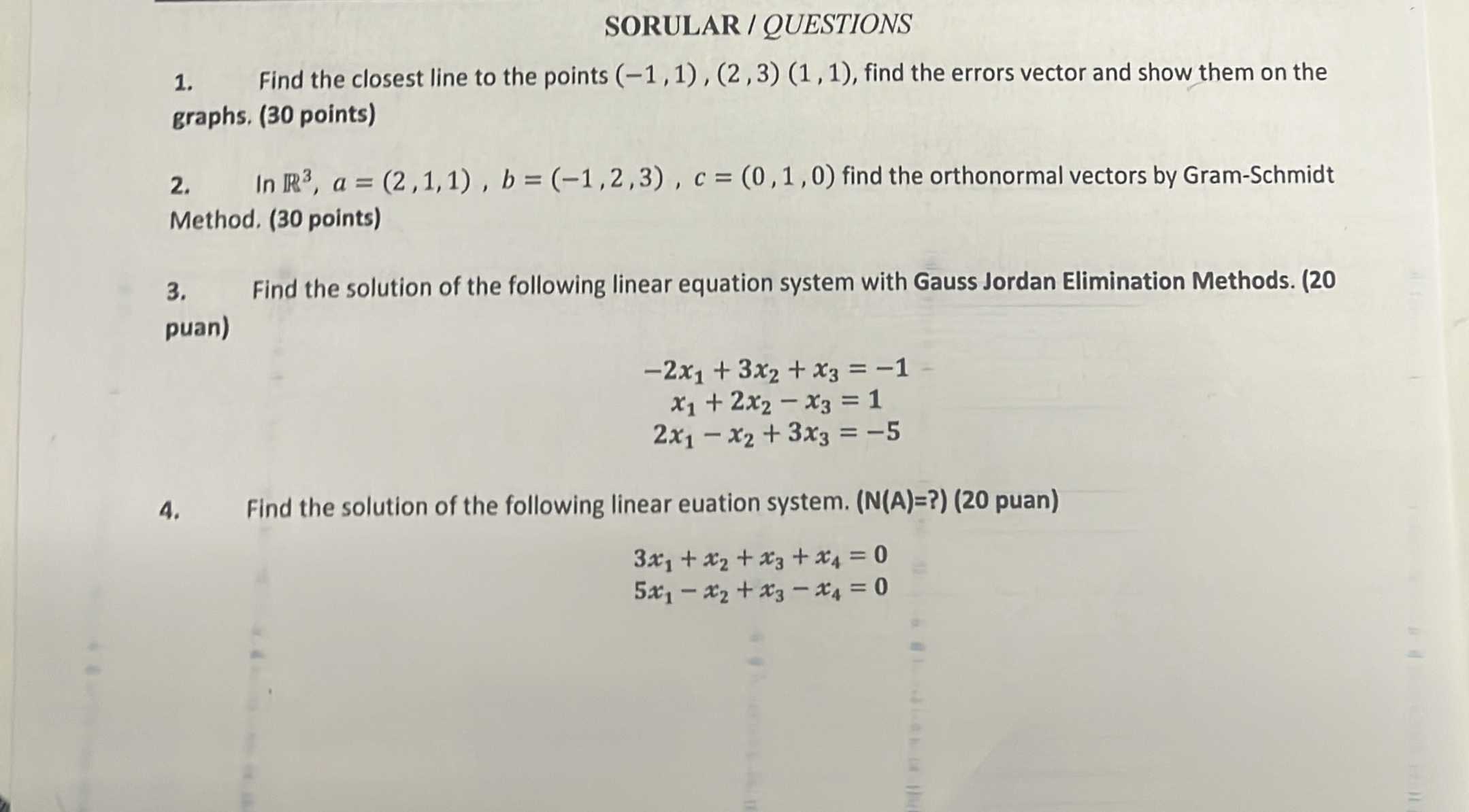 Solved SORULAR / ﻿QUESTIONSFind the closest line to the | Chegg.com