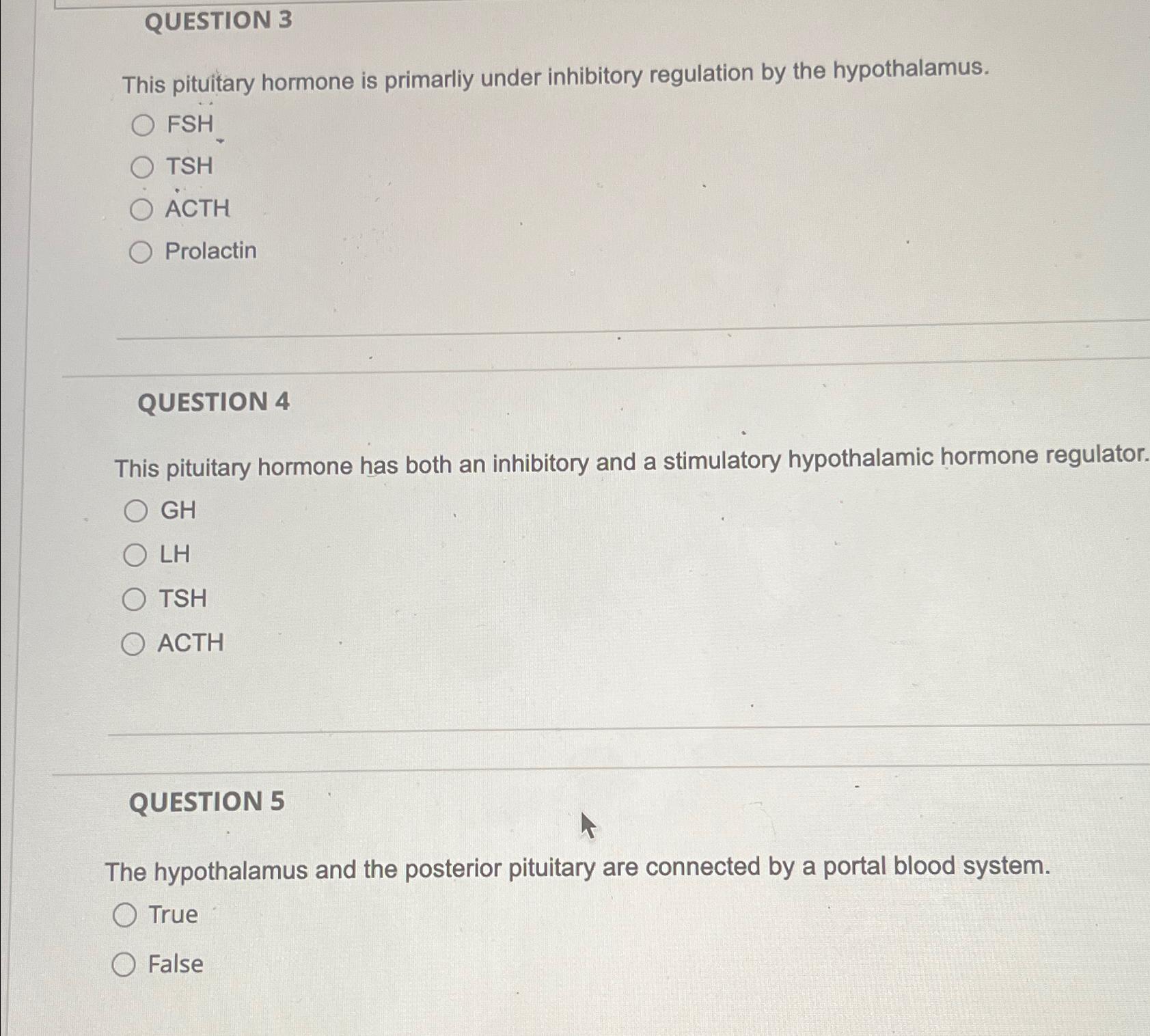 Solved QUESTION 3This pituitary hormone is primarliy under | Chegg.com