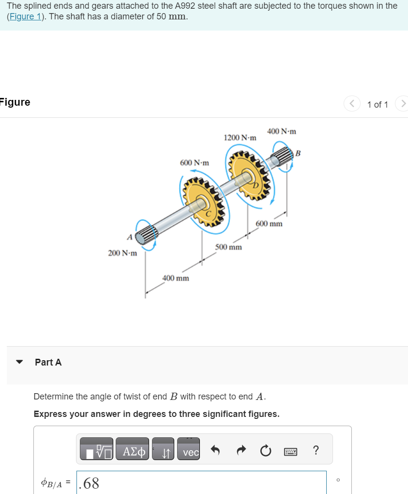 Solved The splined ends and gears attached to the A992 | Chegg.com