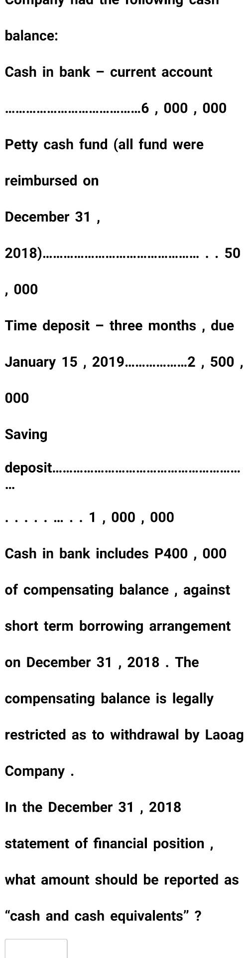 Solved my balance: Cash in bank current account ...6,000,000 | Chegg.com