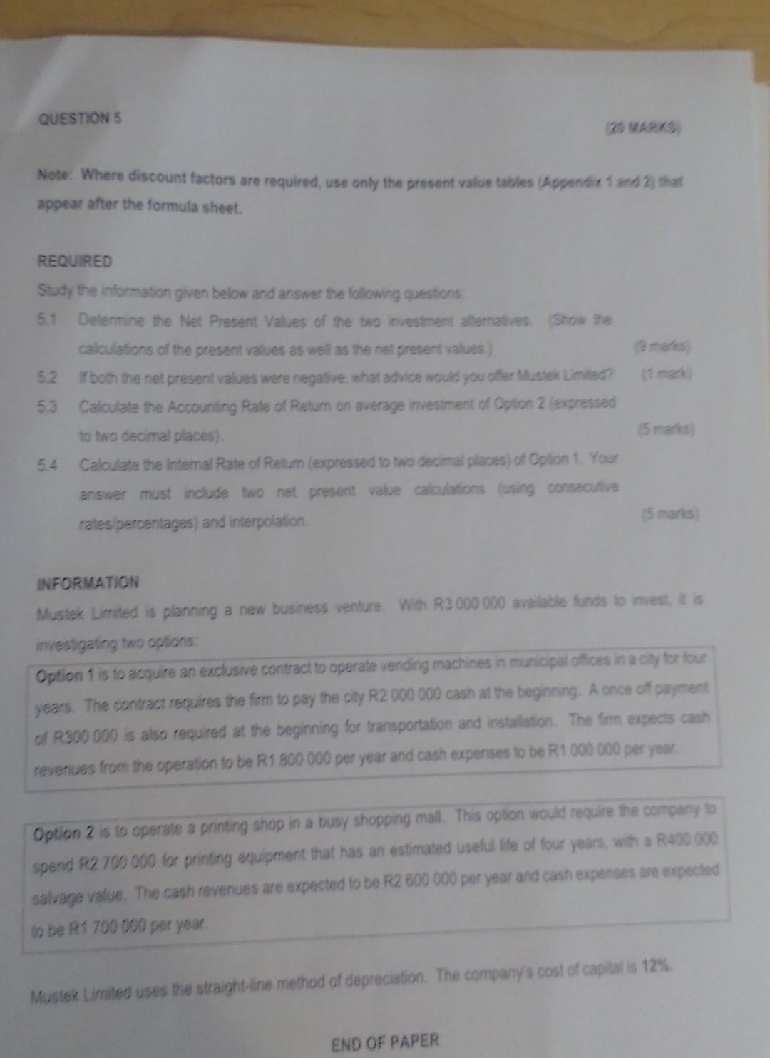 Solved QuESTION 5 (2) uakes) Note: Where discount factors | Chegg.com