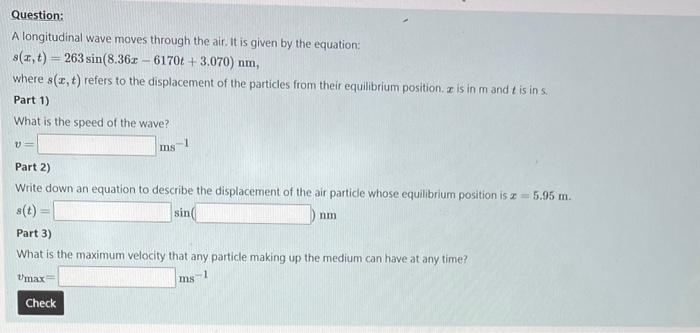 Solved A longitudinal wave moves through the air. it is | Chegg.com