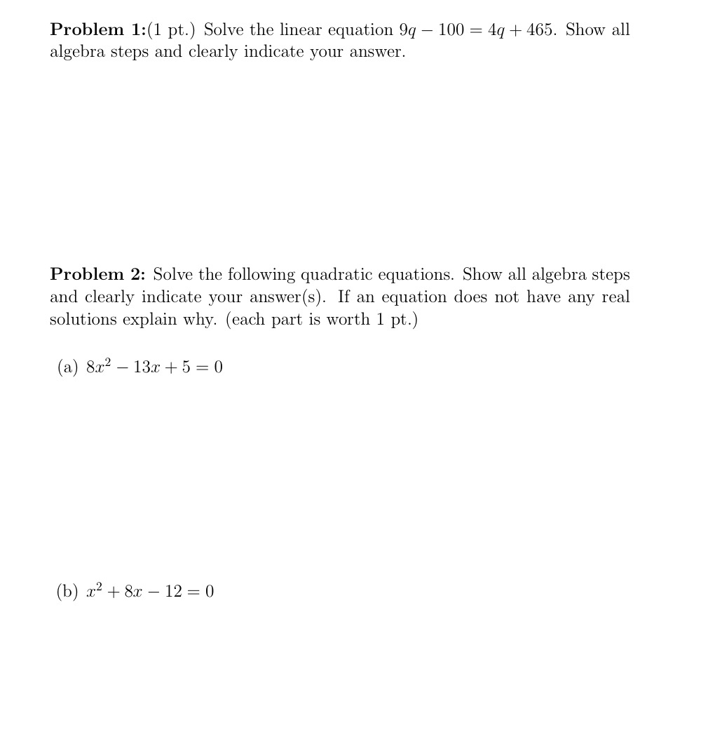 Solved Problem 1:(1 pt.) Solve the linear equation | Chegg.com Solved Problem 1:(1 pt.) Solve the linear equation | Chegg.com