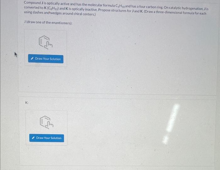 Solved Compound H is optically active and has the molecular | Chegg.com