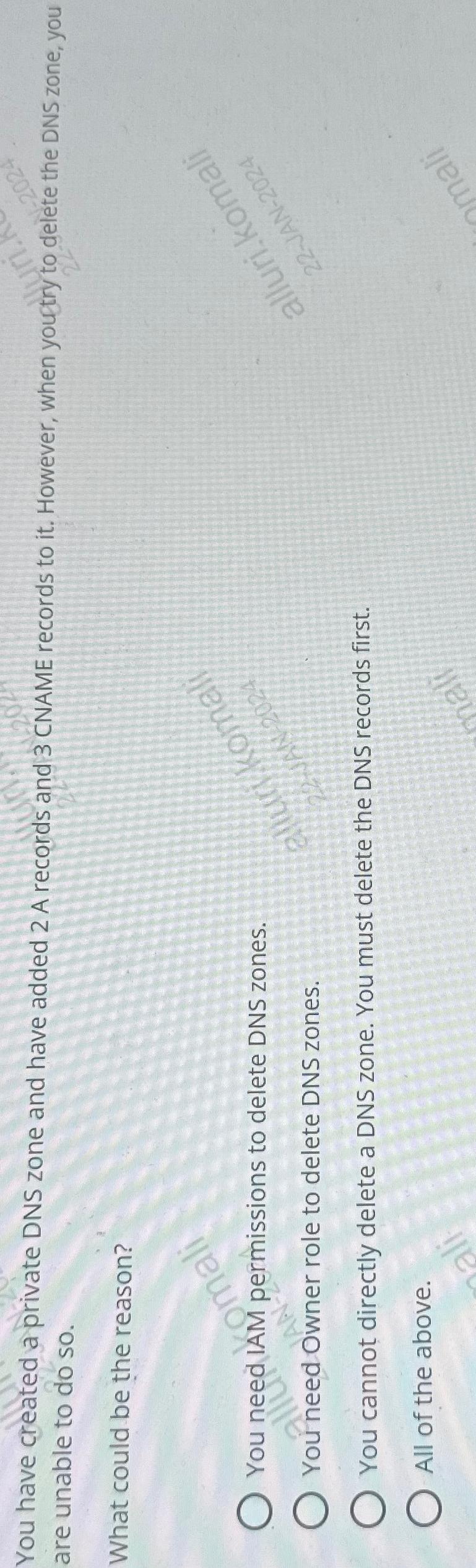 Solved You have created a private DNS zone and have added 2 | Chegg.com