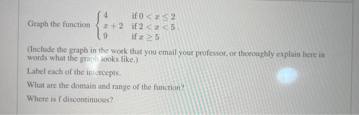 Solved Graph the function ⎩⎨⎧4x+29 if 0 | Chegg.com