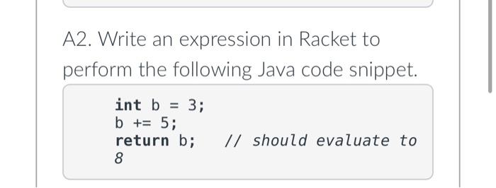 Solved A2. Write an expression in Racket to perform the | Chegg.com
