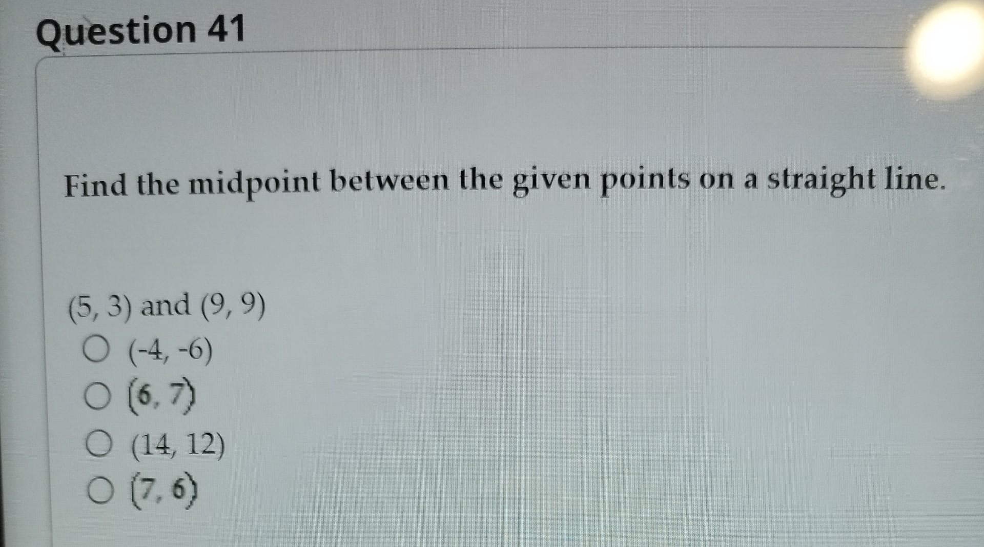 Solved Find the midpoint between the given points on a | Chegg.com
