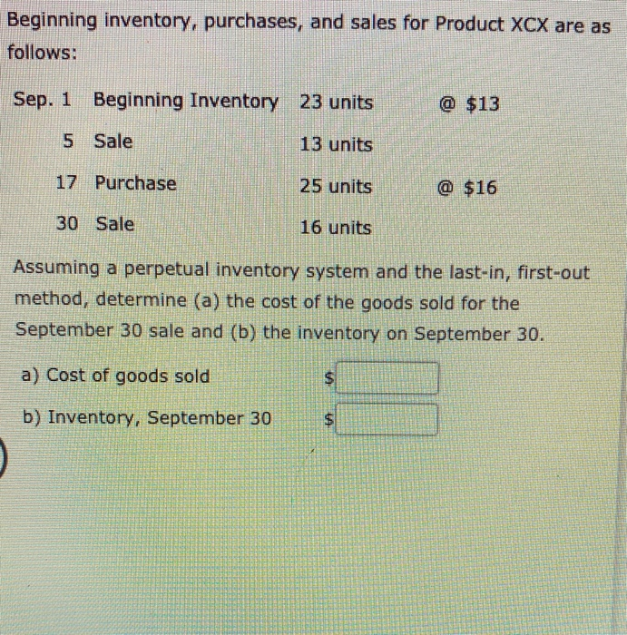 Solved Beginning inventory, purchases, and sales for Product | Chegg.com