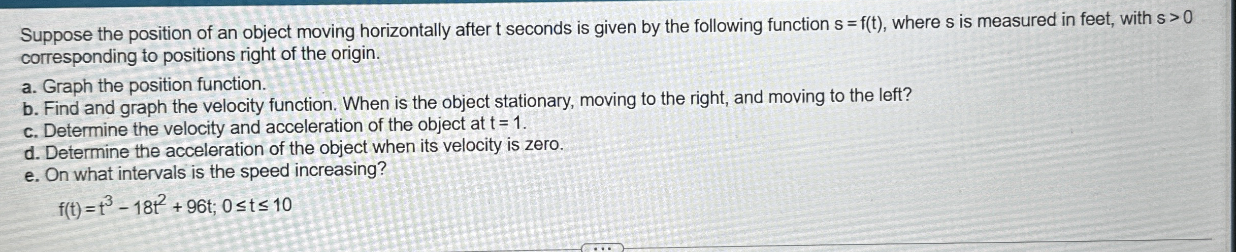 Solved Suppose the position of an object moving horizontally | Chegg.com