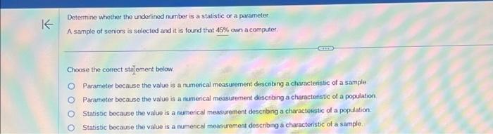 Solved Determine whether the underlined number is a | Chegg.com