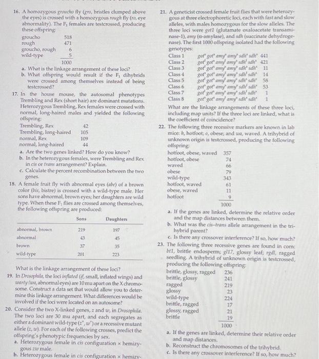 Solved 12. A double heterozygote for two linked genes is | Chegg.com