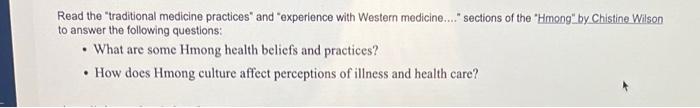 Read the "traditional medicine practices" and | Chegg.com