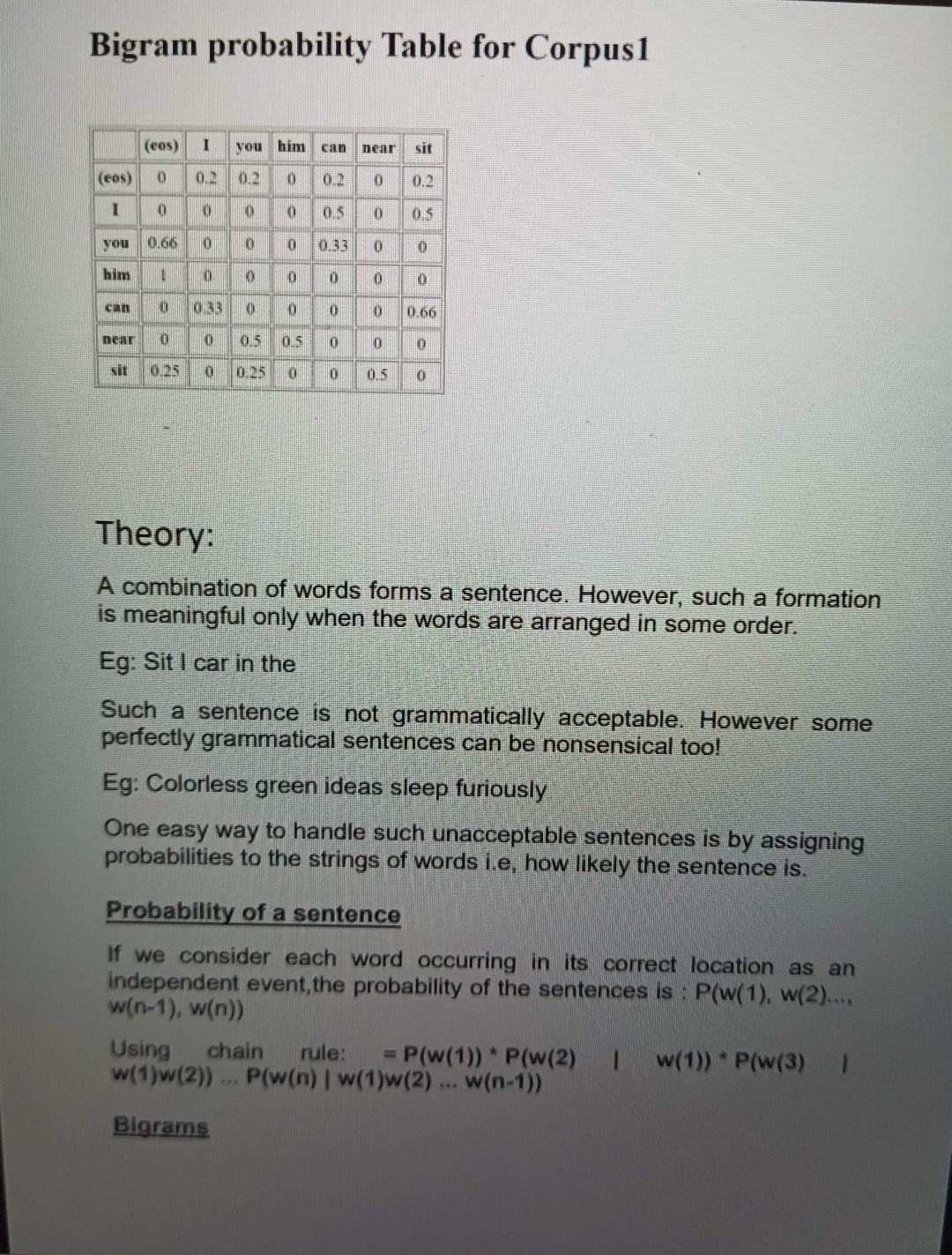 N-Grams Aim: Probability of a sentence can be | Chegg.com