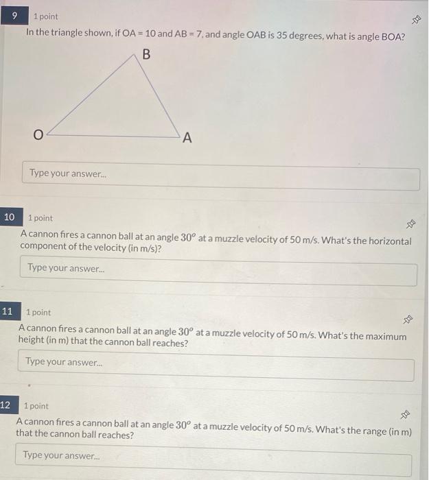 Solved In the triangle shown, if OA=10 and AB=7, and angle | Chegg.com