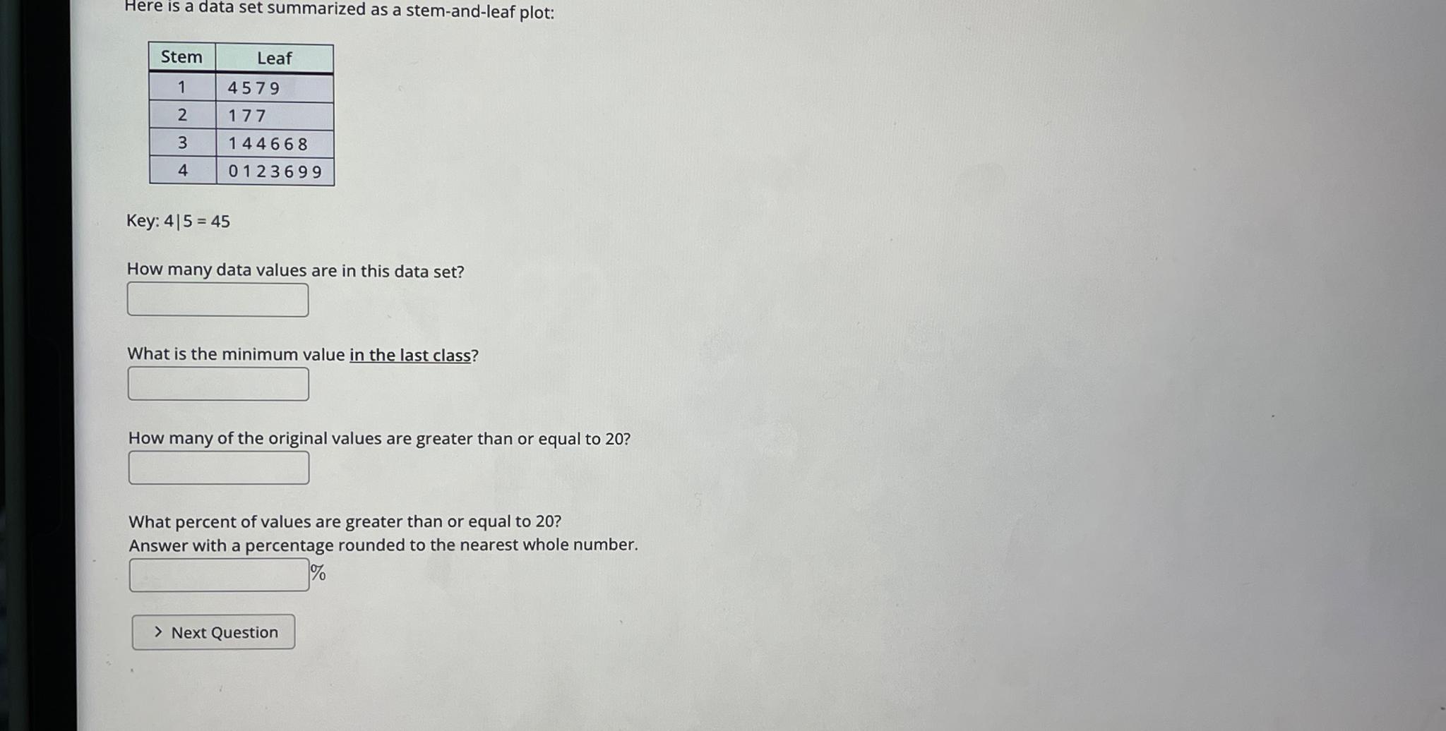 Solved Here is a data set summarized as a stem-and-leaf | Chegg.com