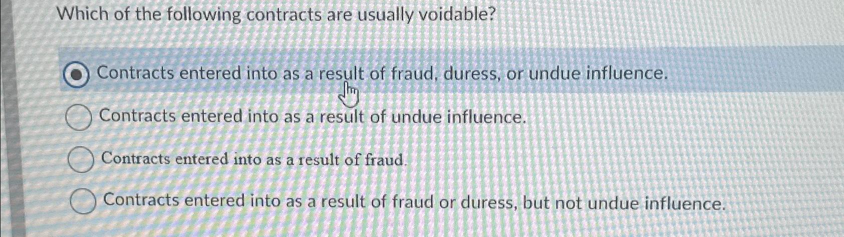Solved Which of the following contracts are usually | Chegg.com