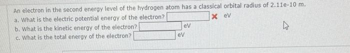 Solved An electron in the second energy level of the | Chegg.com
