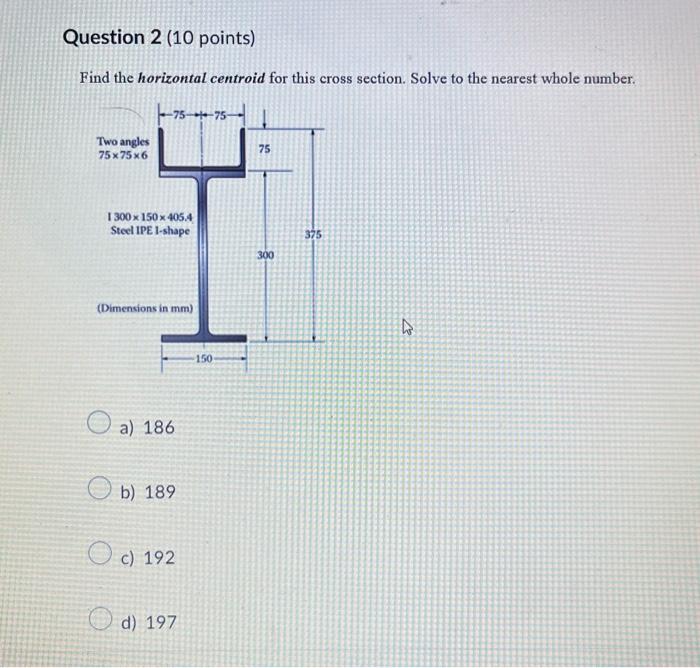 Solved Find the horizontal centroid for this cross section. | Chegg.com