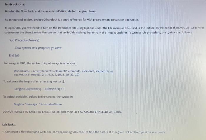 Solved Instructions: Develop the flowcharts and the | Chegg.com