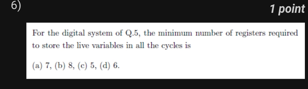 Solved 1 ﻿pointFor the digital system of Q.5, ﻿the minimum | Chegg.com