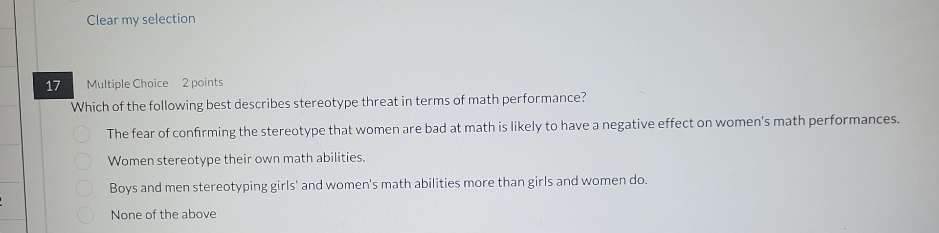 Solved Clear my selection17Multiple Choice2 ﻿pointsWhich of | Chegg.com