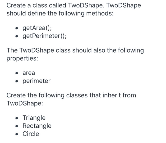 Solved Create A Class Called Twodshape Twodshape Should