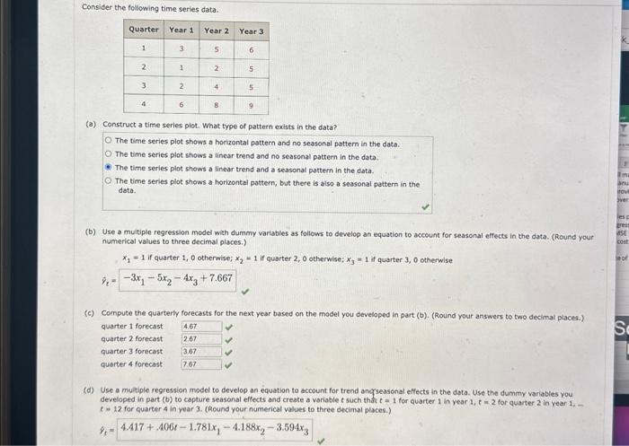 Solved Consider the following time series data. (a) | Chegg.com