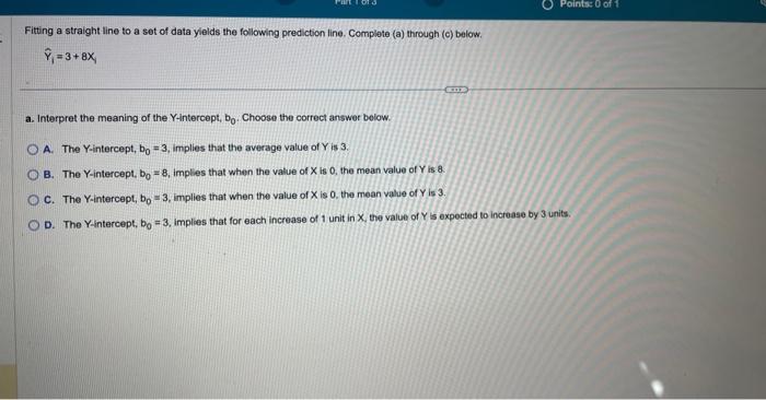 Solved A) Interpret the meaning of the Y-intercept, b0. | Chegg.com