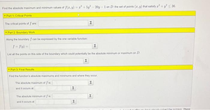 Solved Ind the absolute maximum and minimum values of | Chegg.com
