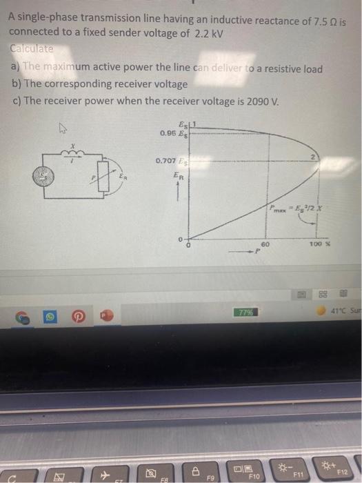 Solved A single-phase transmission line having an inductive | Chegg.com