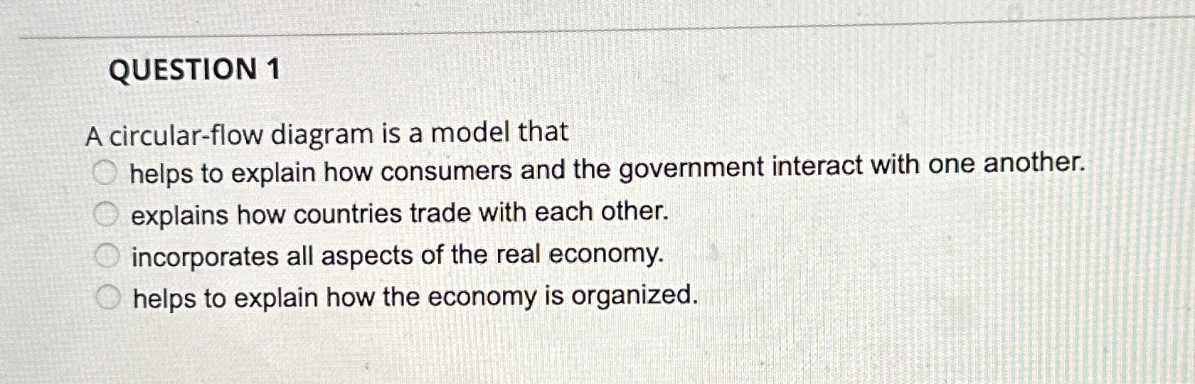 Solved QUESTION 1A circular-flow diagram is a model that | Chegg.com