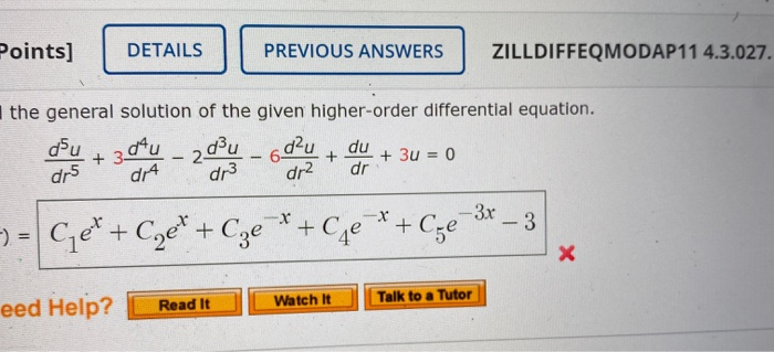 Solved Points] DETAILS PREVIOUS ANSWERS ZILLDIFFEQMODAP11 | Chegg.com