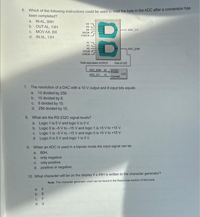 Solved 1. ADAC port is connected as shown. From what map is | Chegg.com