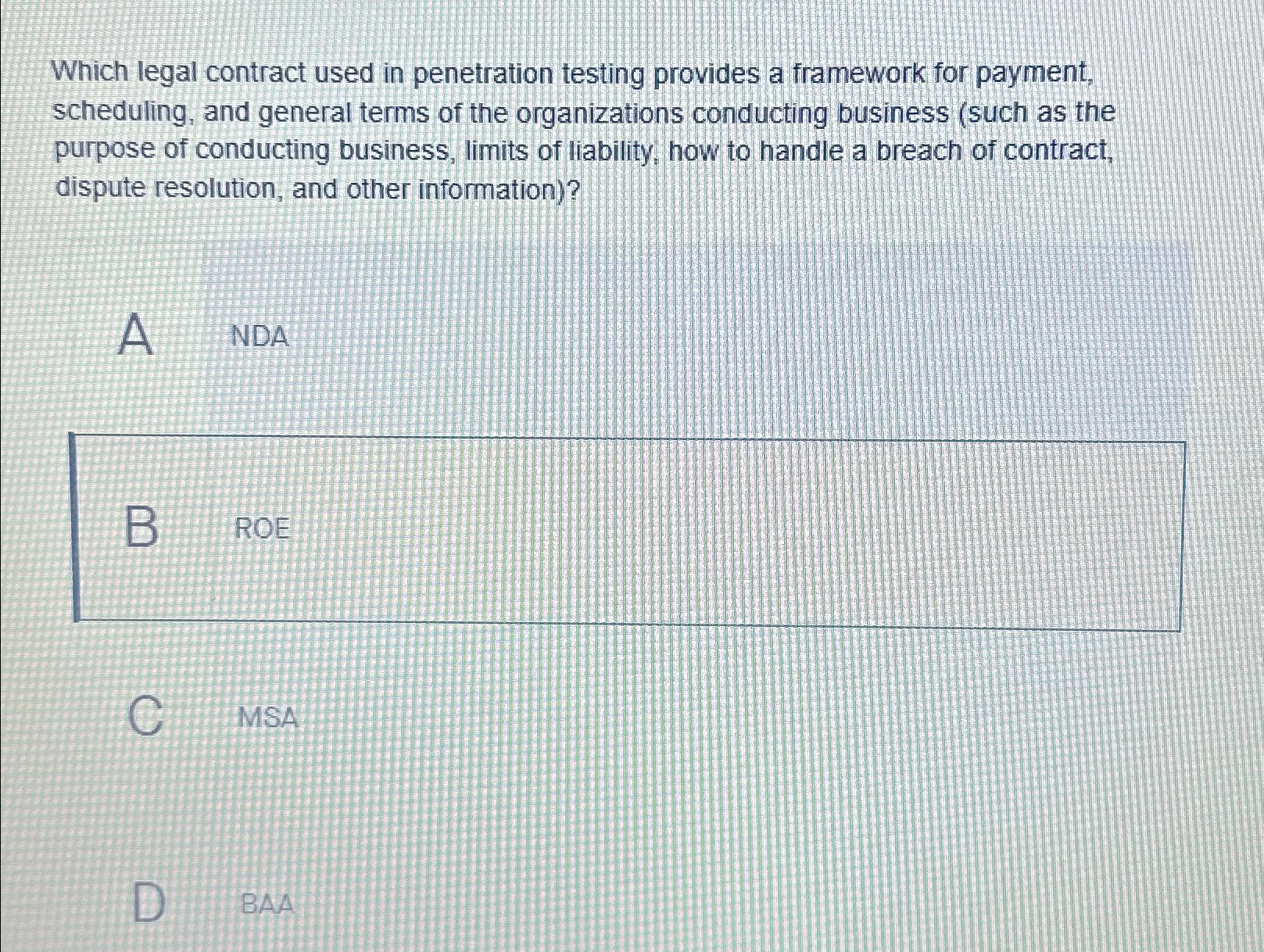 Solved Which legal contract used in penetration testing | Chegg.com