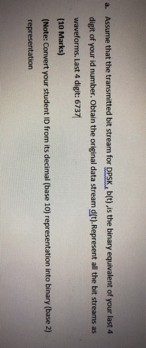 Solved a. Assume that the transmitted bit stream for DPSK, | Chegg.com