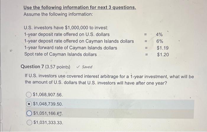 Solved Use the following information for next 3 questions. | Chegg.com